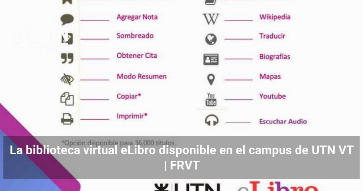 La biblioteca virtual eLibro disponible en el campus de UTN VT | FRVT