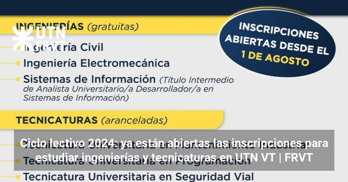 Ciclo lectivo 2024: ya están abiertas las inscripciones para estudiar ...